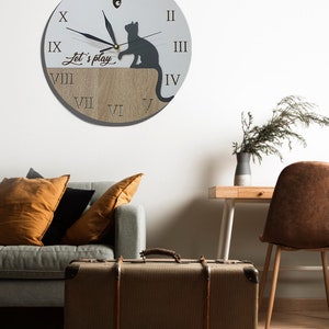 Cat Playing Wall Clock Laser Cut Dxf Glowforge Svg File Digital Vector ...