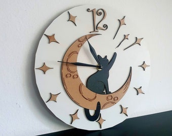 Cat Playing Wall Clock Laser Cut Dxf Glowforge Svg File Digital Vector ...