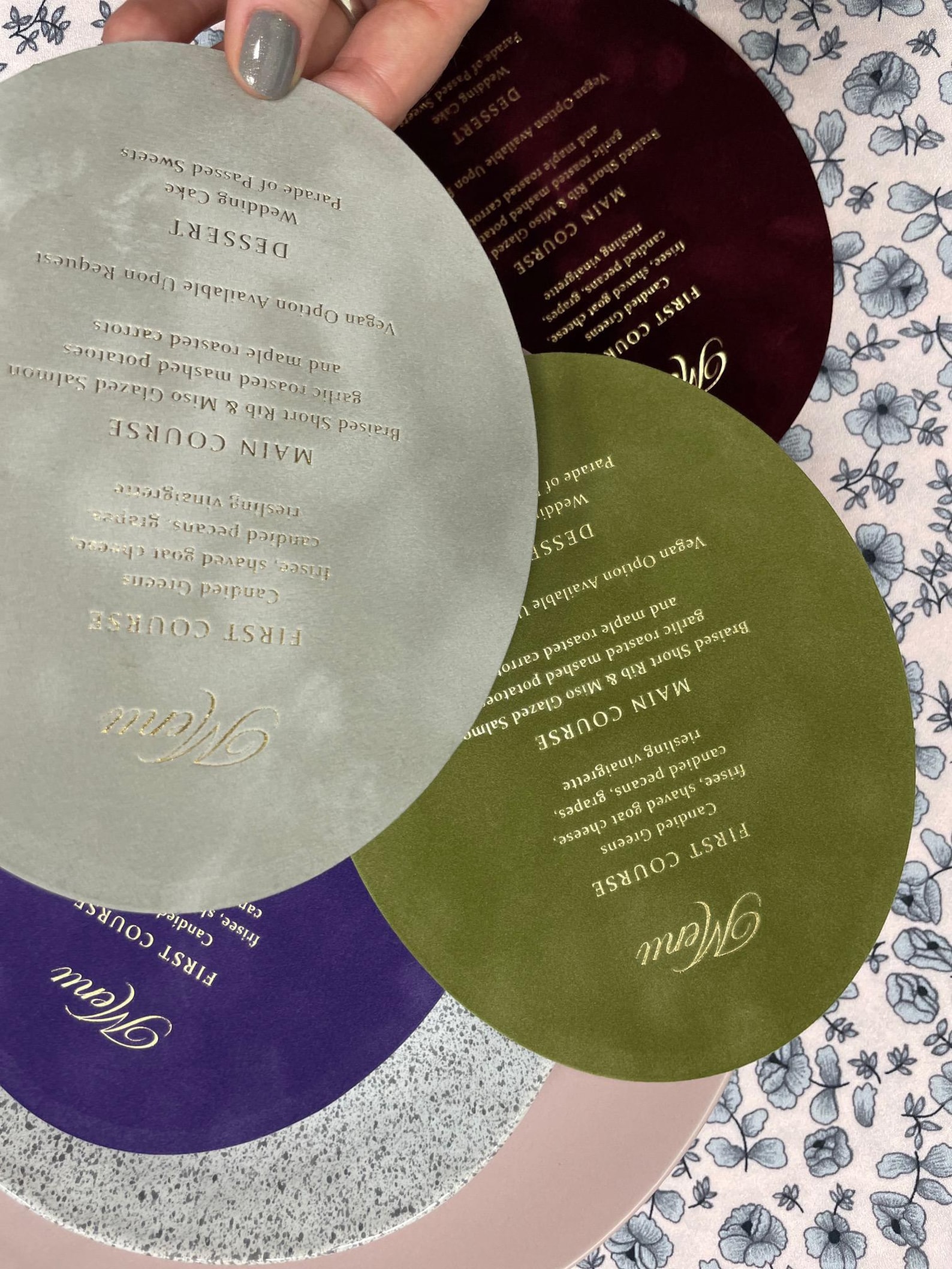 THIN Velvet Menu, Sage Green, Burgundy, Thin Base With Tassel Velvet ...