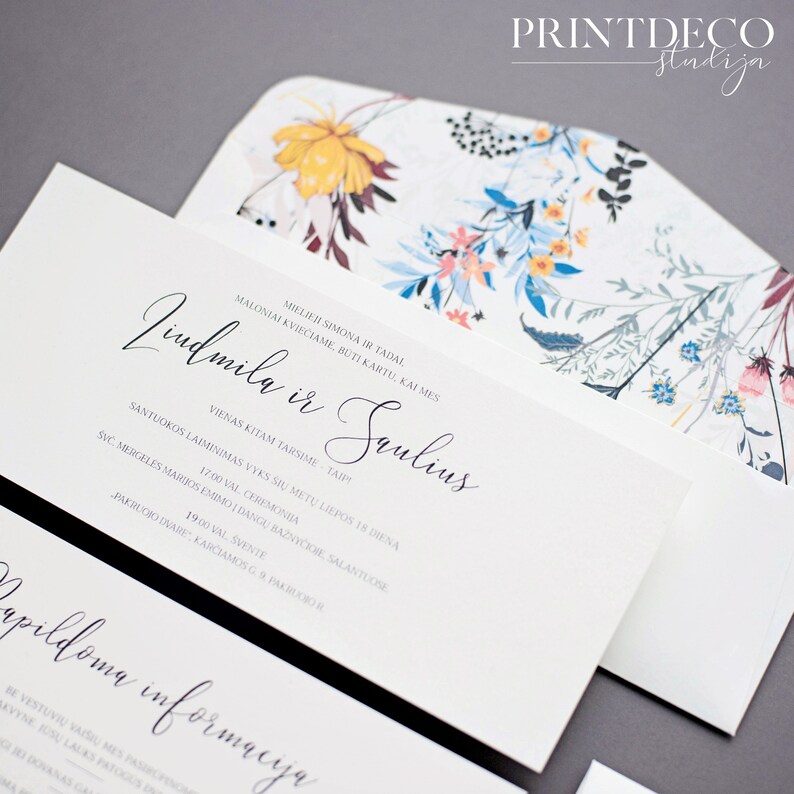 Cream Wedding Invitation With Floral Pattern | Etsy