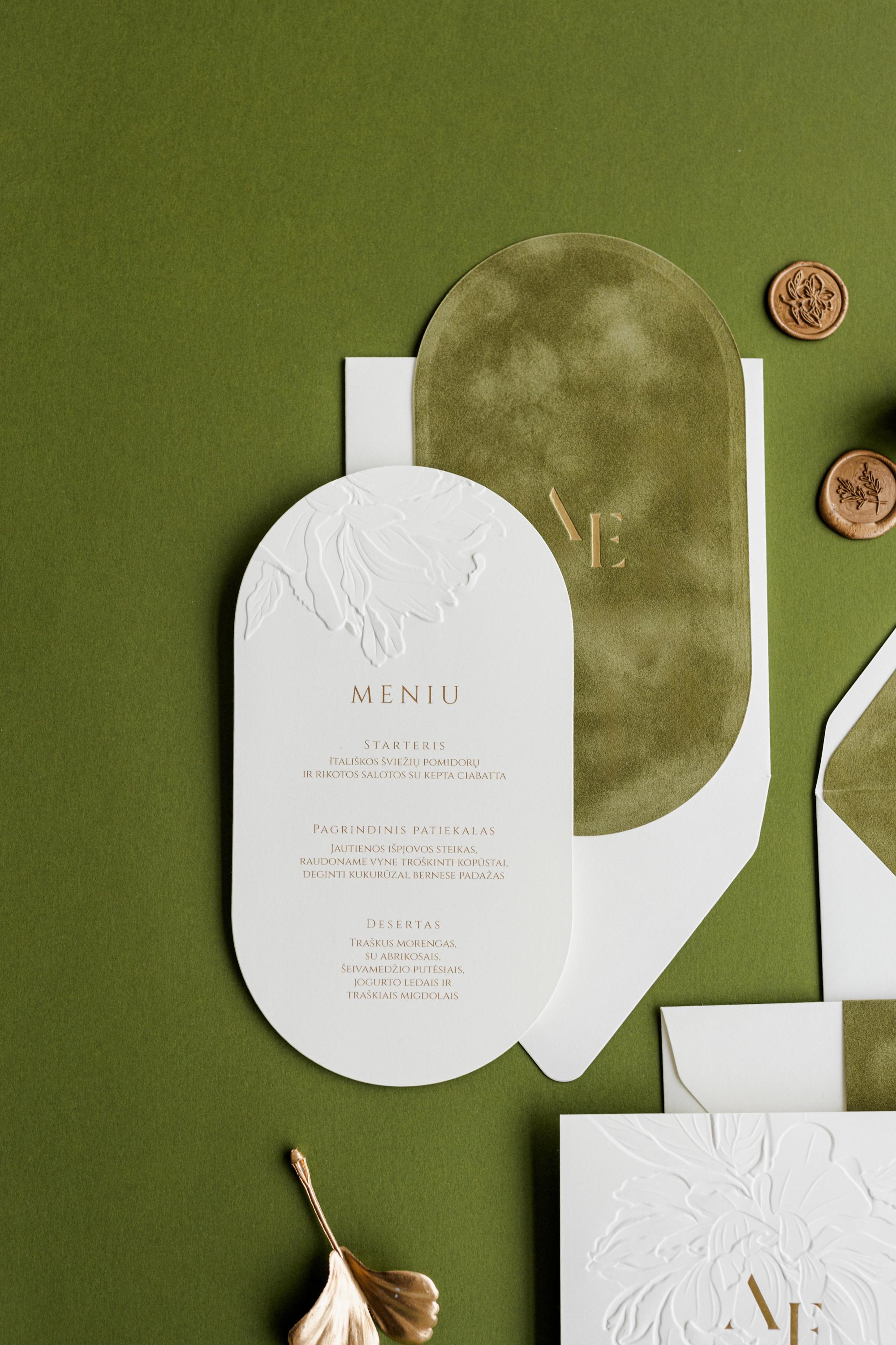 Luxurious Wedding Menu With Embossed Peony Design and Velvet Back, Hot ...