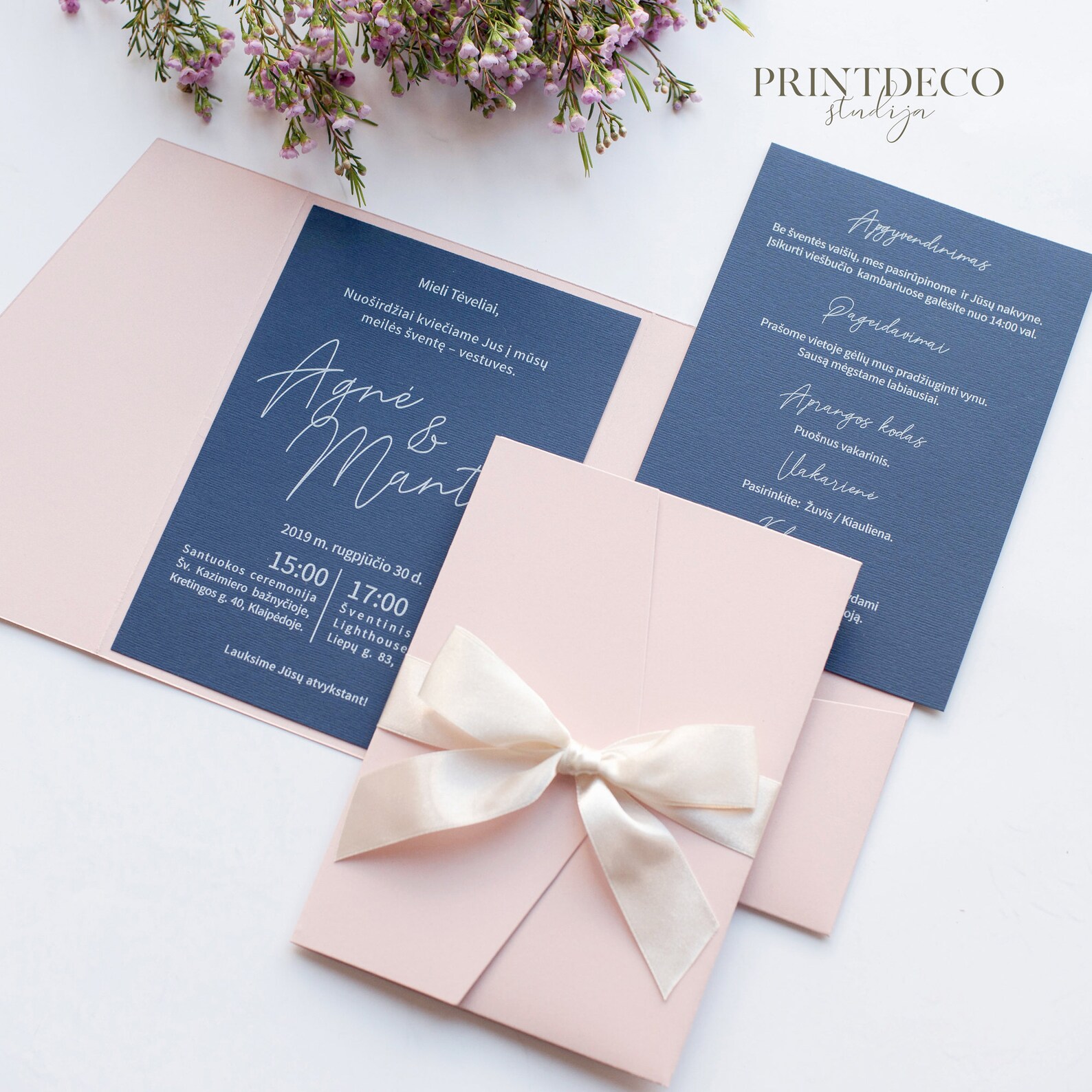 Wedding Invitation With Cooton Ribbon - Etsy