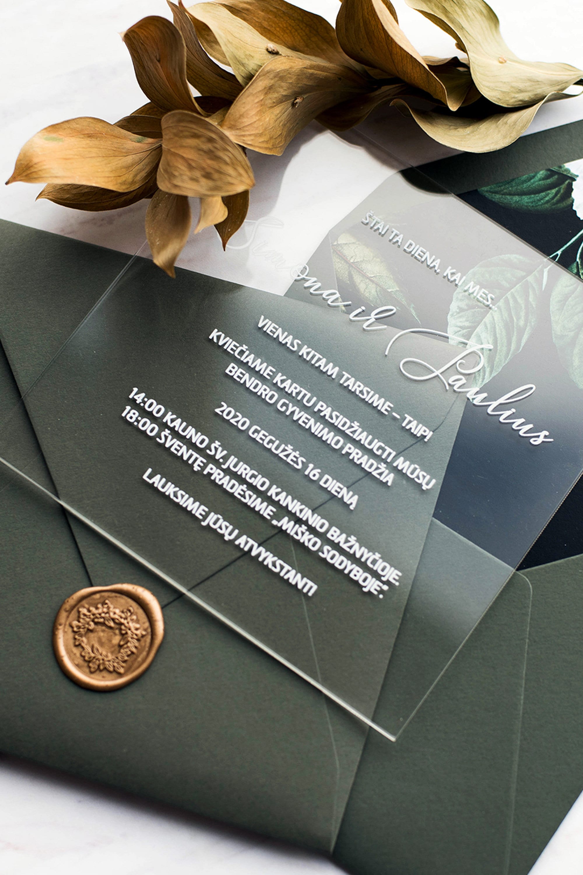 Transparent Wedding Invitation With Stamp / Floral Design for - Etsy