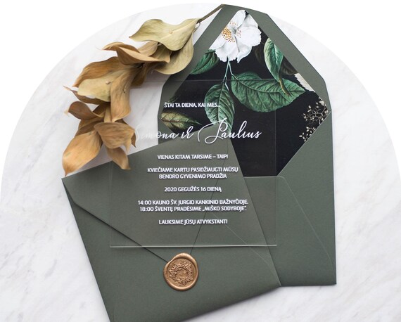 Transparent Wedding Invitation Without Printing / Floral | Etsy