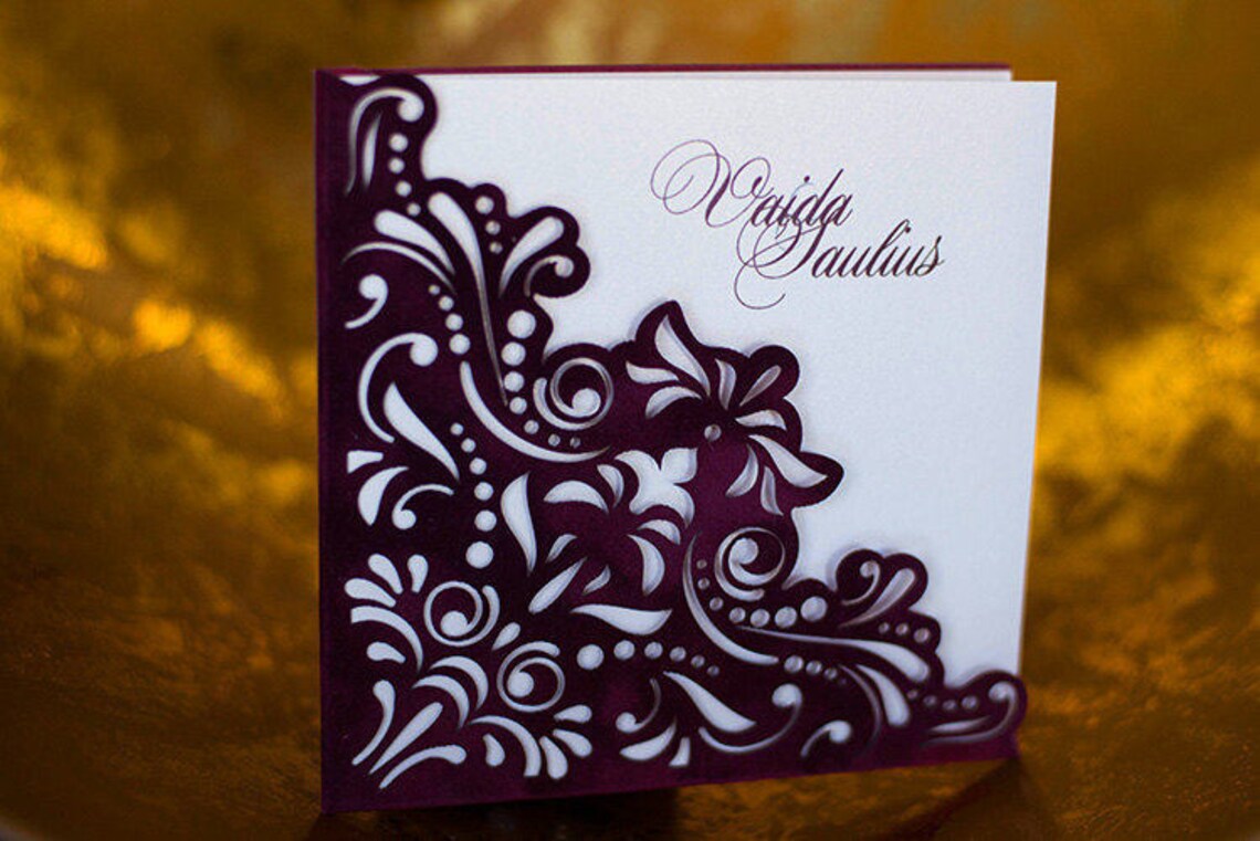 Fancy VELVET Paper Invitation Laser Cut Pocket Invitations | Etsy