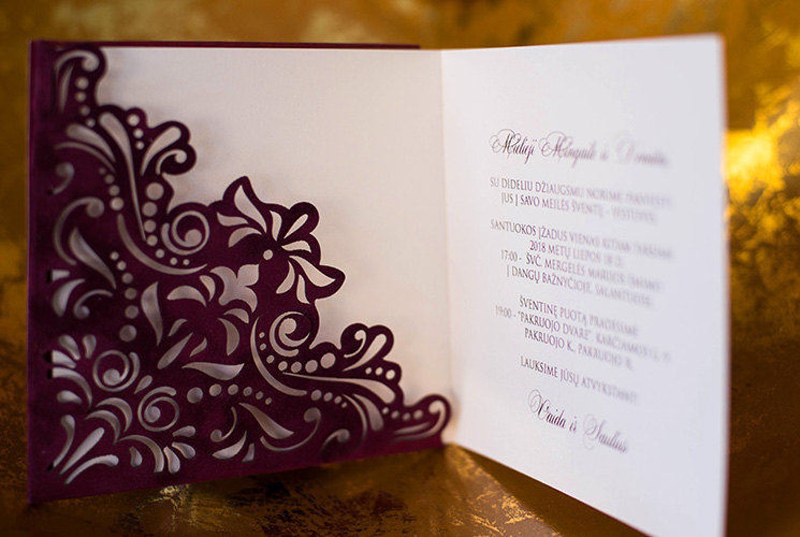 Fancy VELVET Paper Invitation Laser Cut Pocket Invitations | Etsy