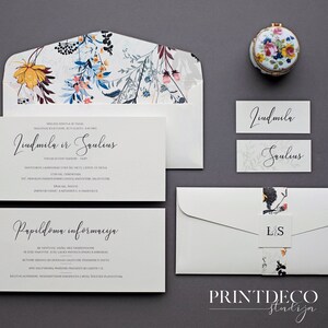 Cream Wedding Invitation With Floral Pattern - Etsy