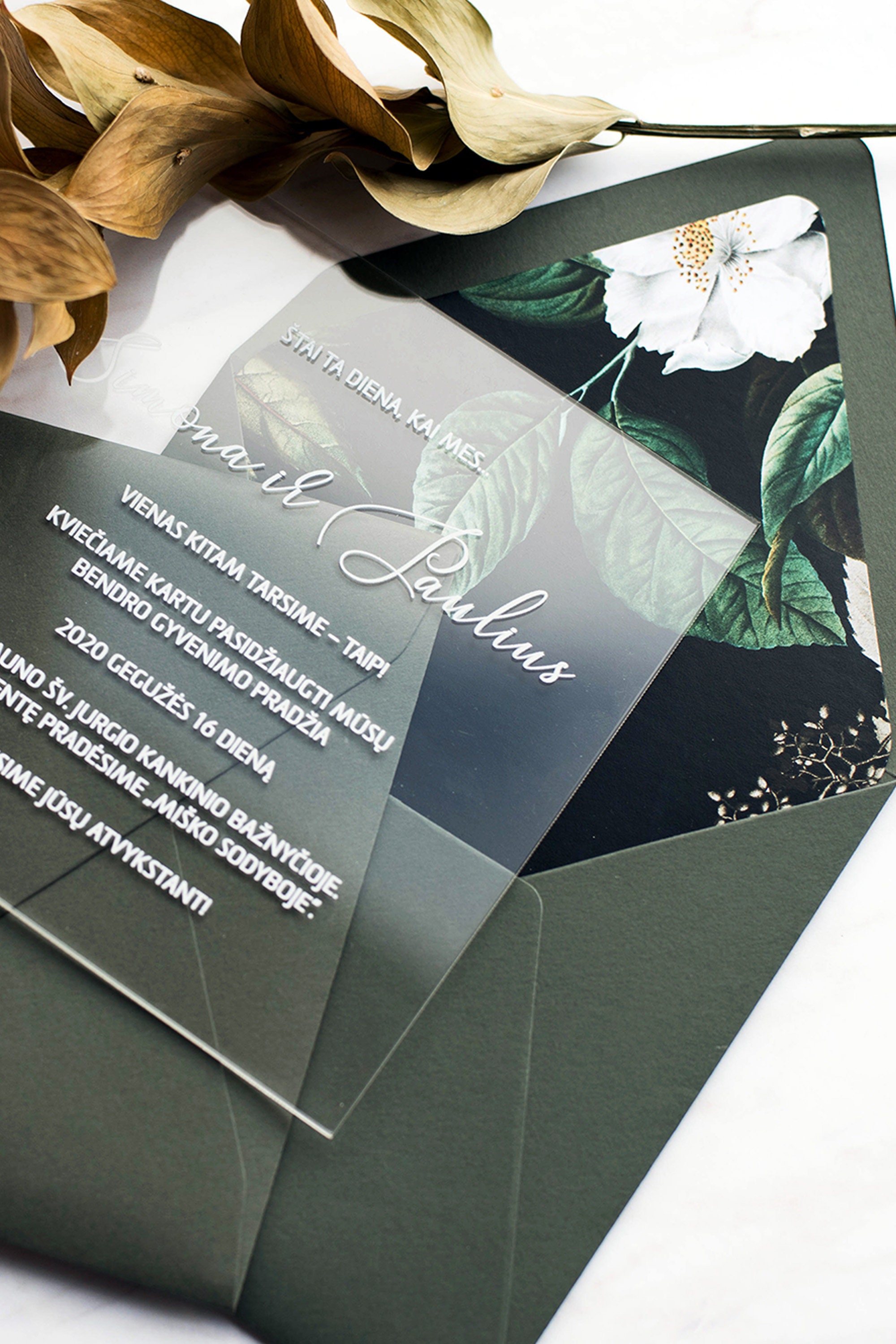 Transparent Wedding Invitation With Stamp / Floral Design for - Etsy