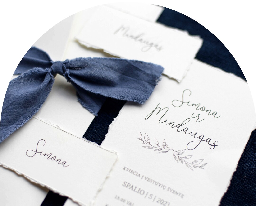Wedding Invitation With Cotton Ribbon - Etsy