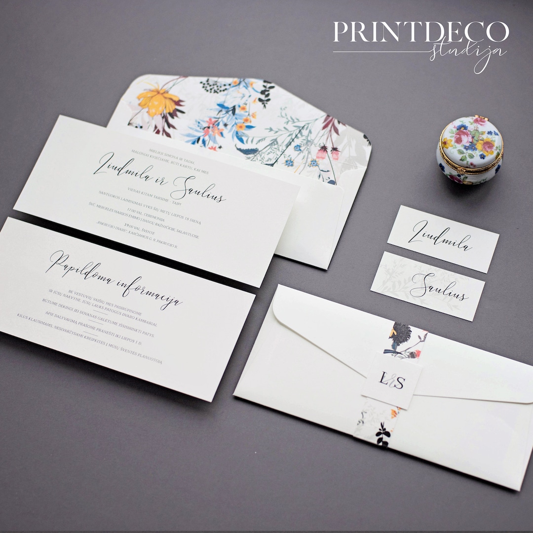 Cream Wedding Invitation With Floral Pattern - Etsy