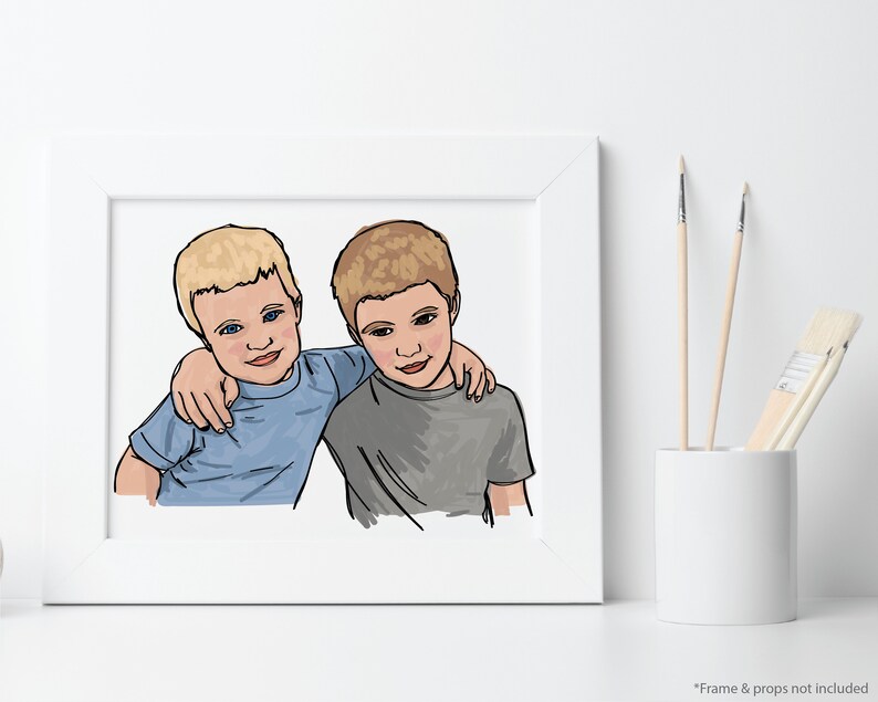 Portrait Illustration Two People Custom Printable Digital | Etsy