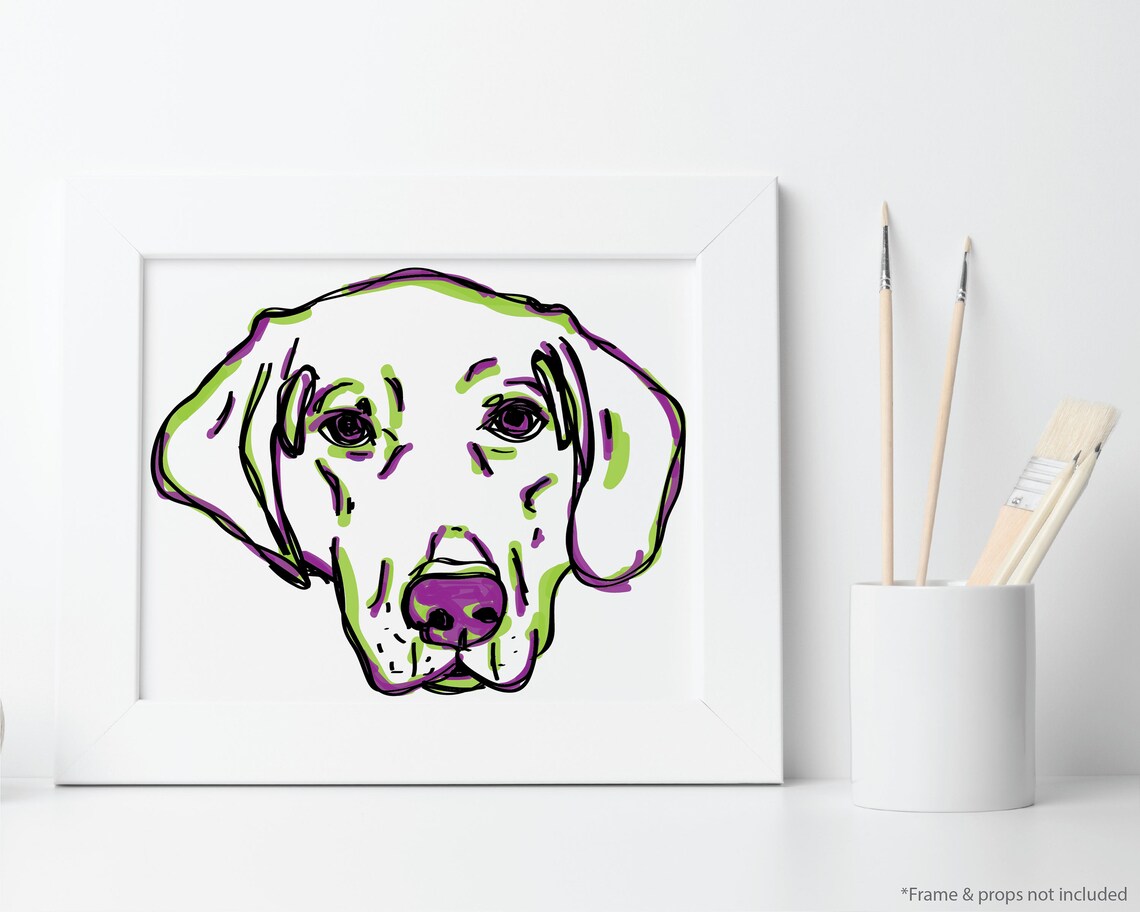 Custom Pop Art Pet Portrait Illustration, Printable Two Color Digital ...