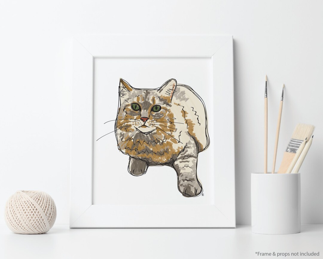 Custom Cat Portrait Printable Illustration, Digital File: PDF JPG - You ...
