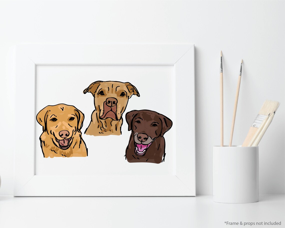 Custom Dog Portrait Printable Illustration, Digital File: PDF JPG - You ...