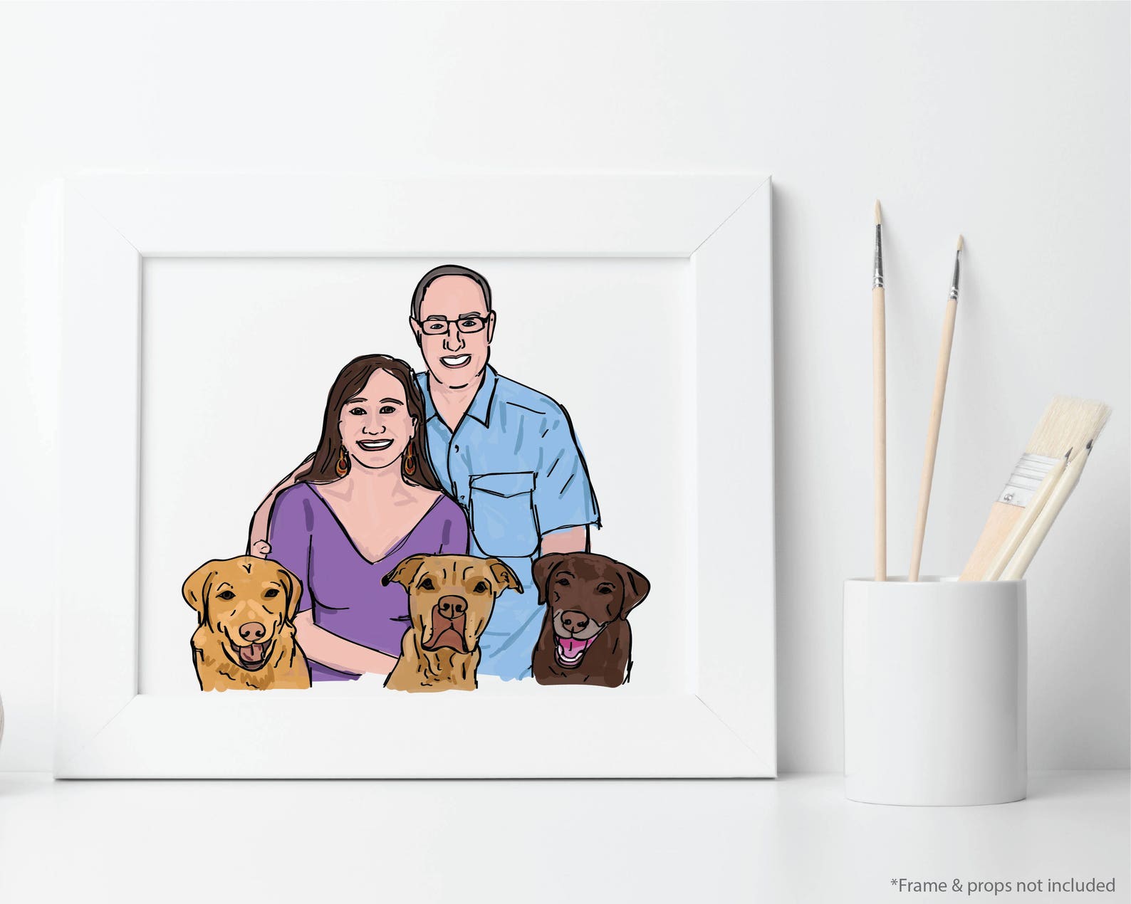 Family Portrait Printable Illustration, Digital File: PDF JPG - You ...