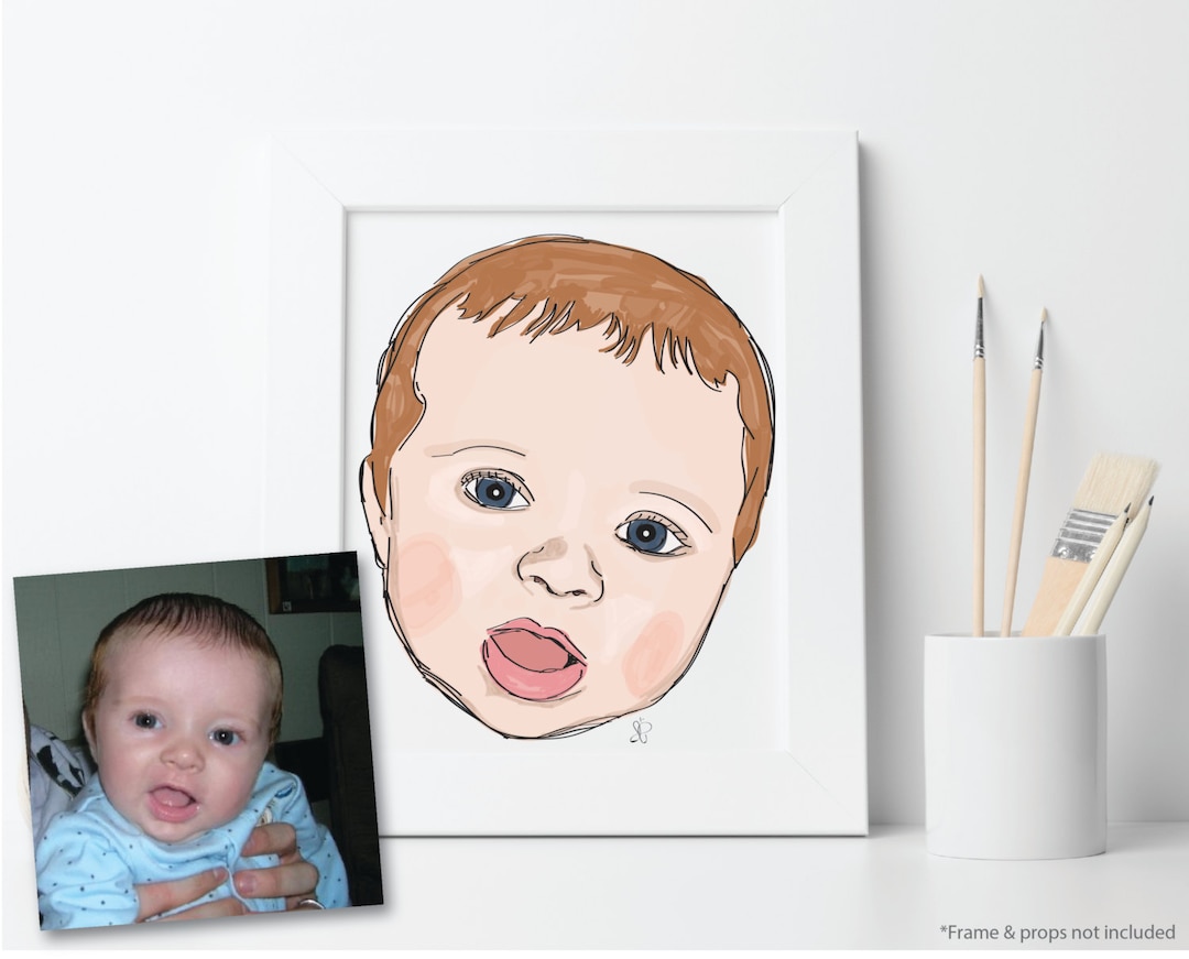 Baby Portrait, Custom Printable Illustration, Digital File: PDF JPG ...