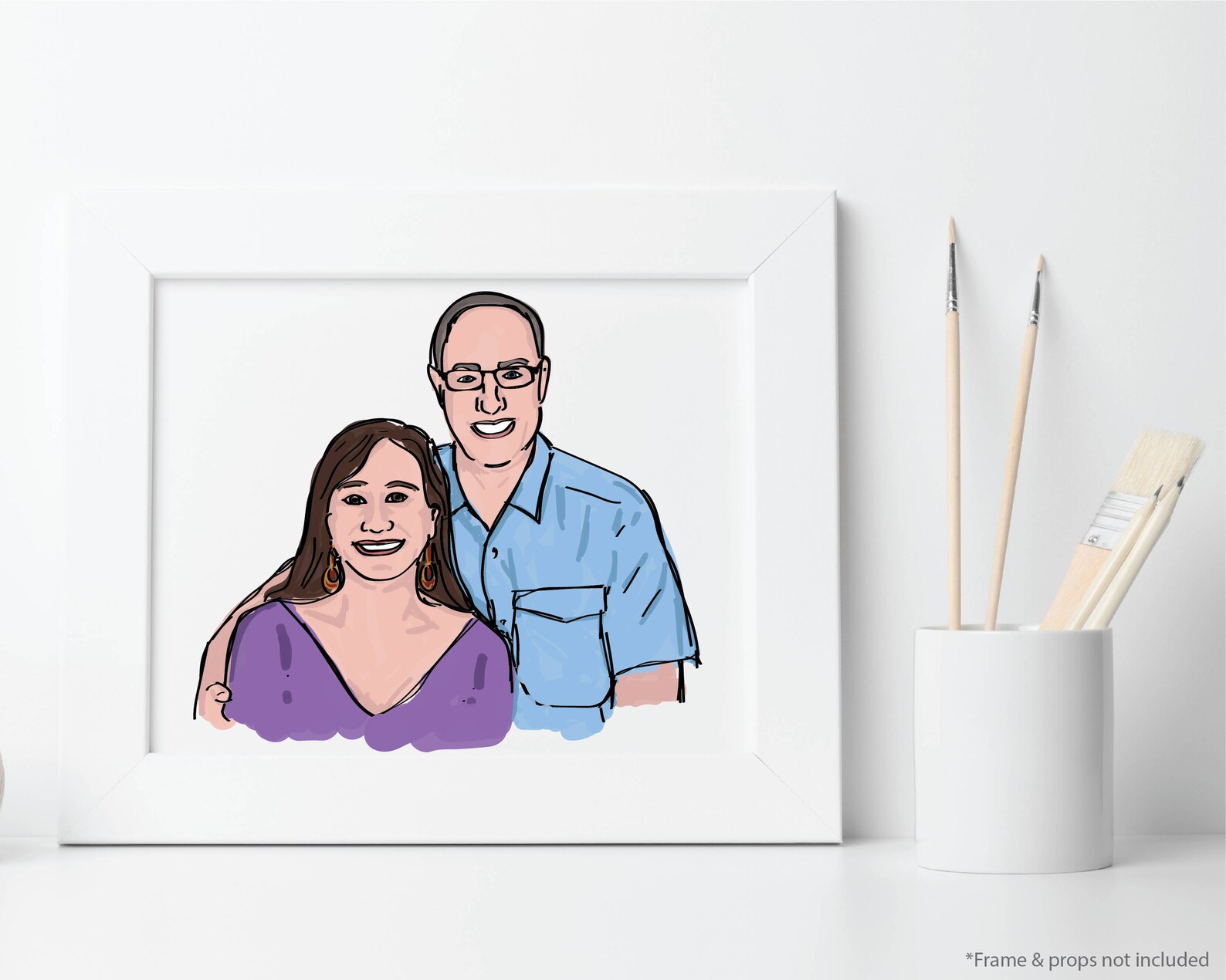 Couple Portrait Custom Printable Illustration - Digital File: PDF JPG ...