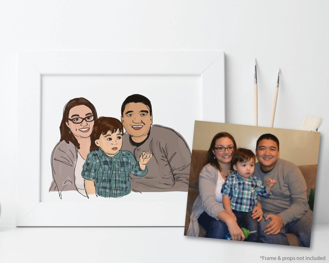 Family Portrait Printable Illustration, Digital File: PDF JPG - You ...