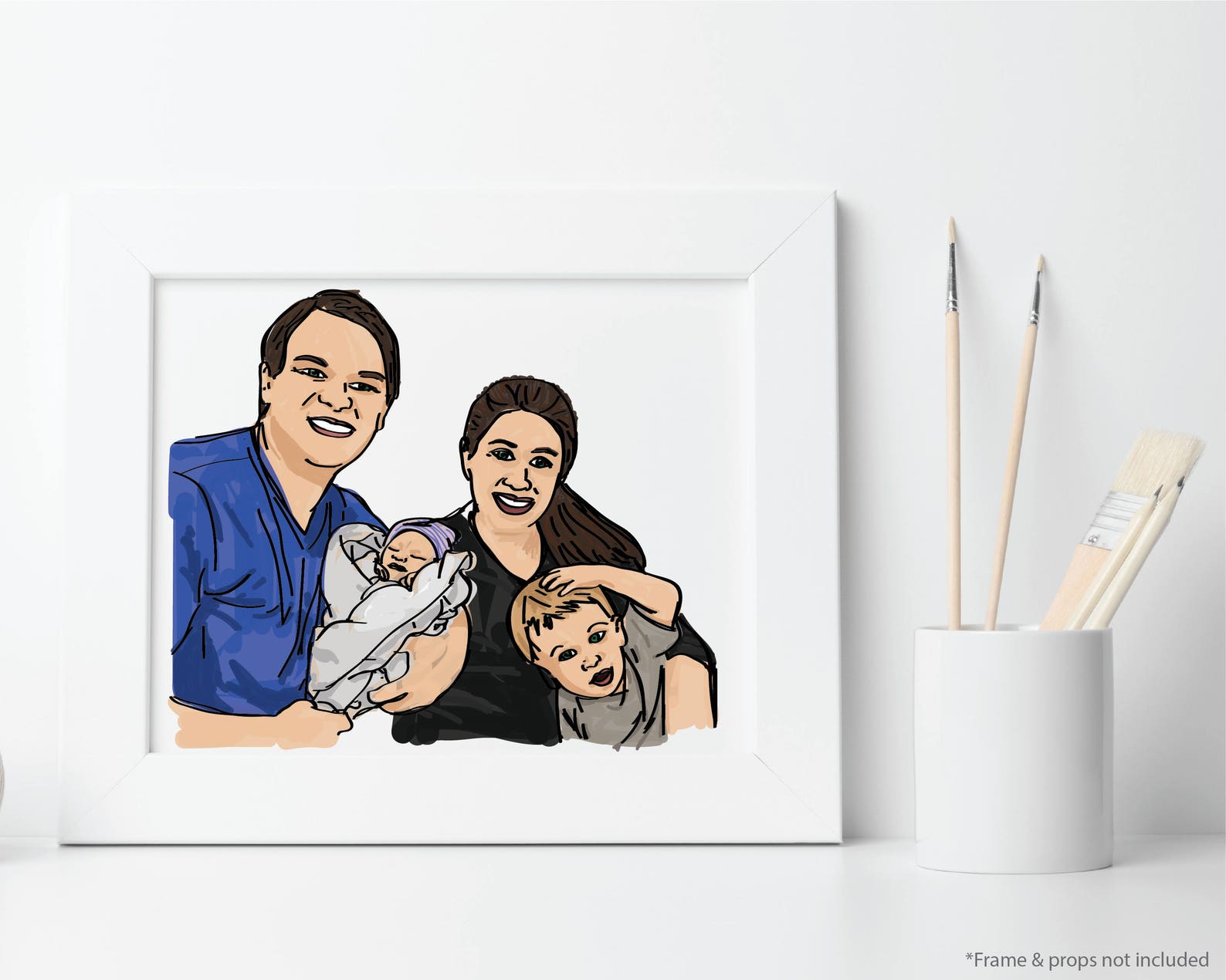Family Portrait Printable Illustration, Digital File: PDF JPG - You ...