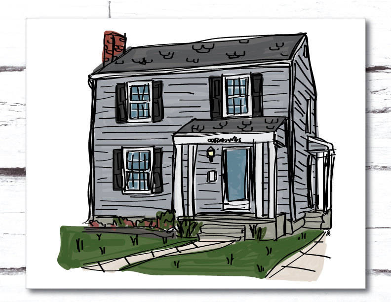 House Portrait Personalized Printable Illustration, Digital File - PDF ...