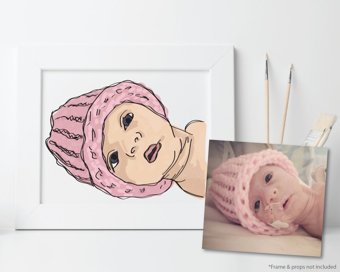 Baby Portrait, Made-to-order Printable Illustration, Digital File: PDF ...