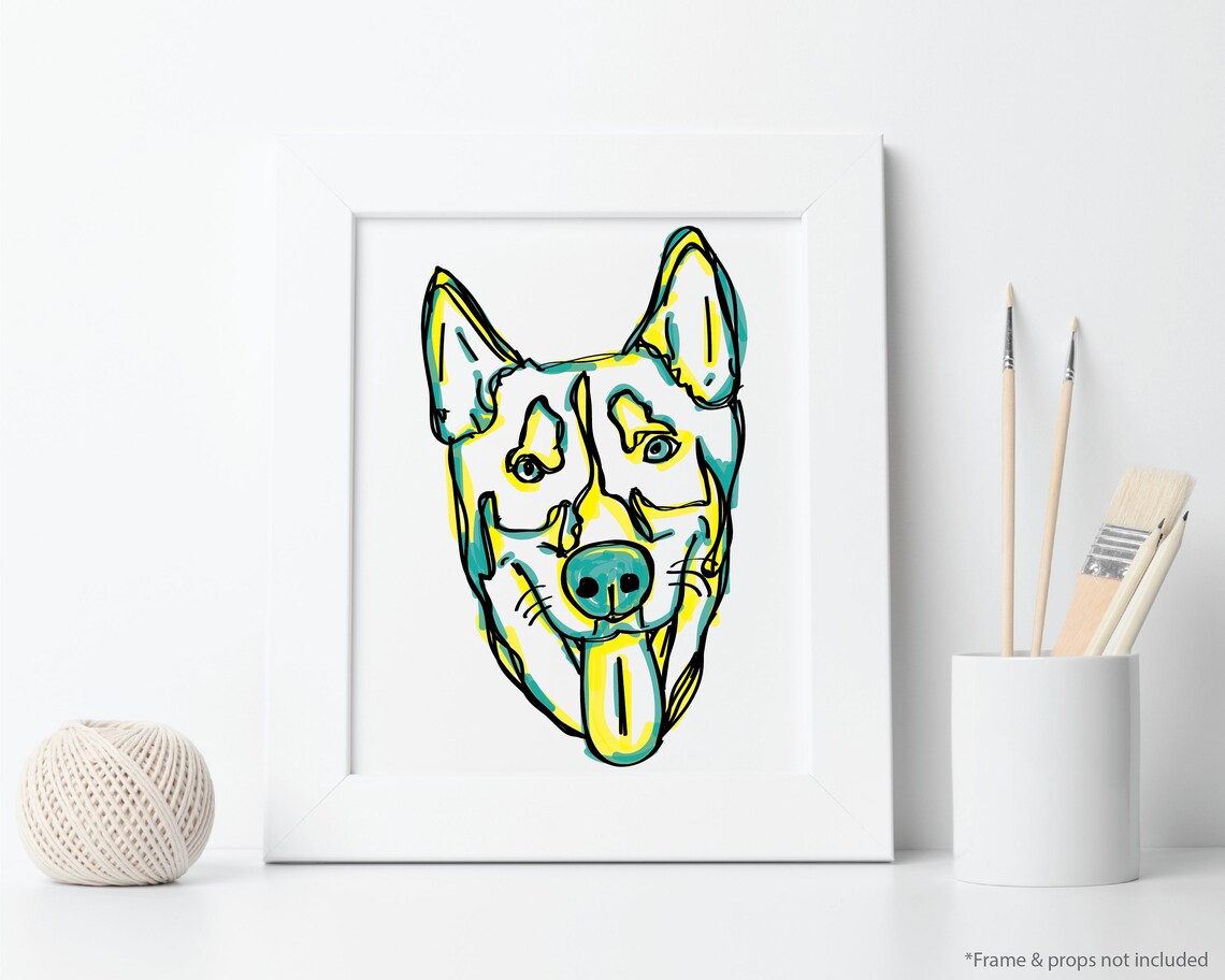 Custom Pop Art Pet Portrait Illustration, Printable Two Color Digital ...
