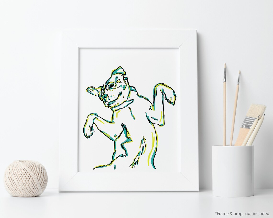 Custom Pop Art Pet Portrait Illustration, Printable Two Color Digital ...