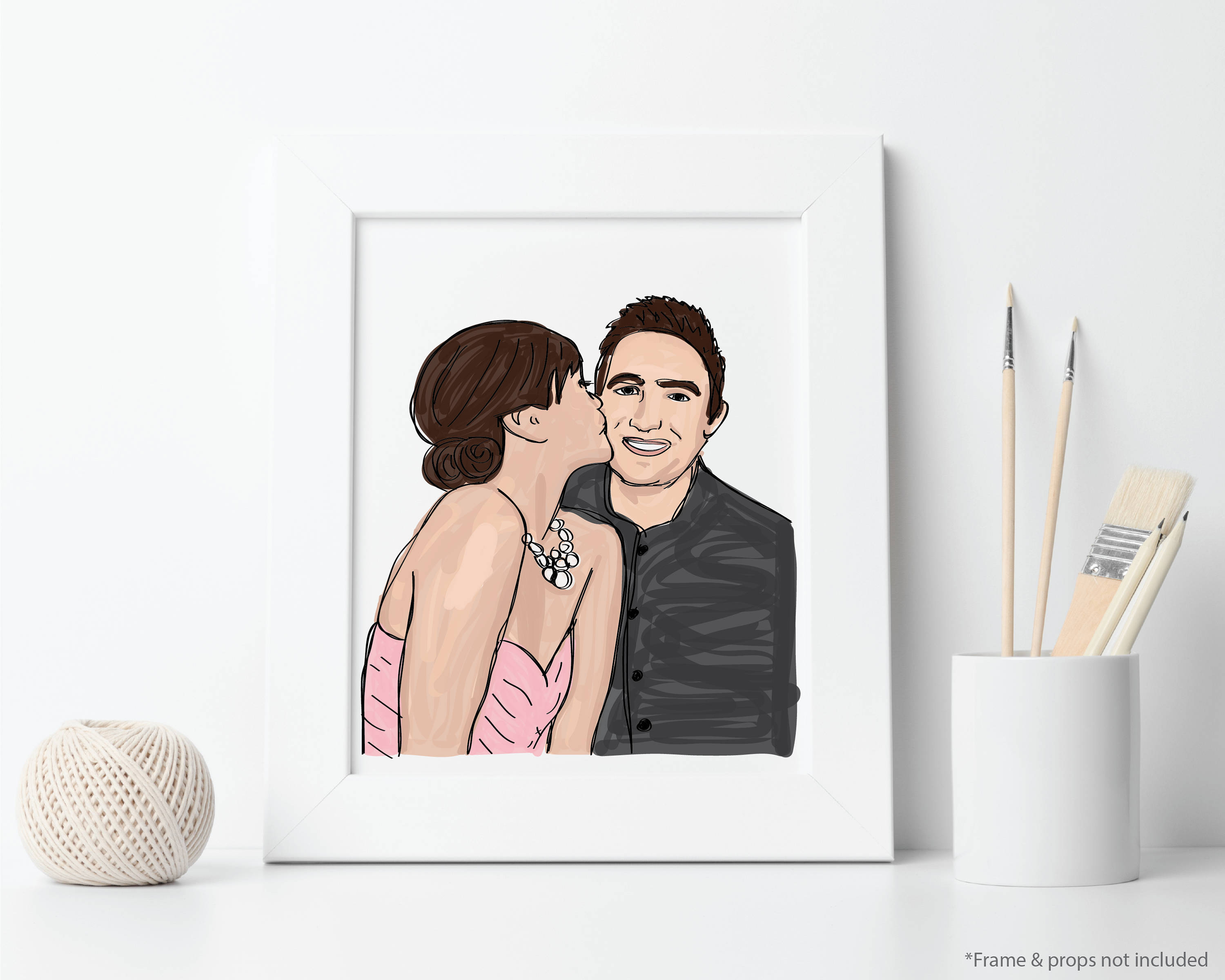 Portrait Illustration Two People Custom Printable Digital | Etsy