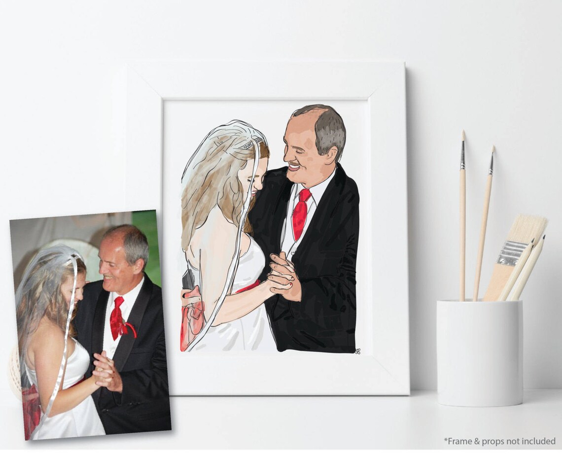 Portrait Illustration Two People Custom Printable Digital | Etsy