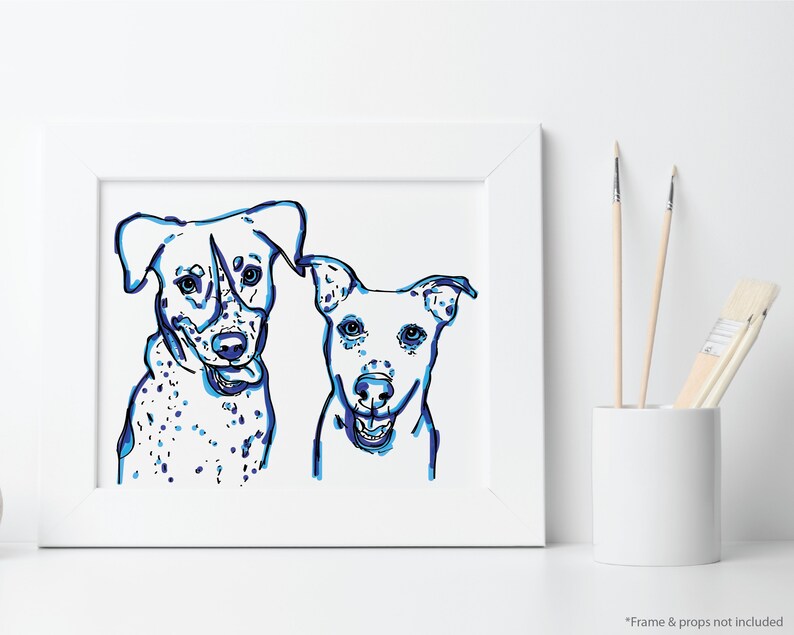 Custom Pop Art Pet Portrait 2 Color Illustration, Printable Digital ...