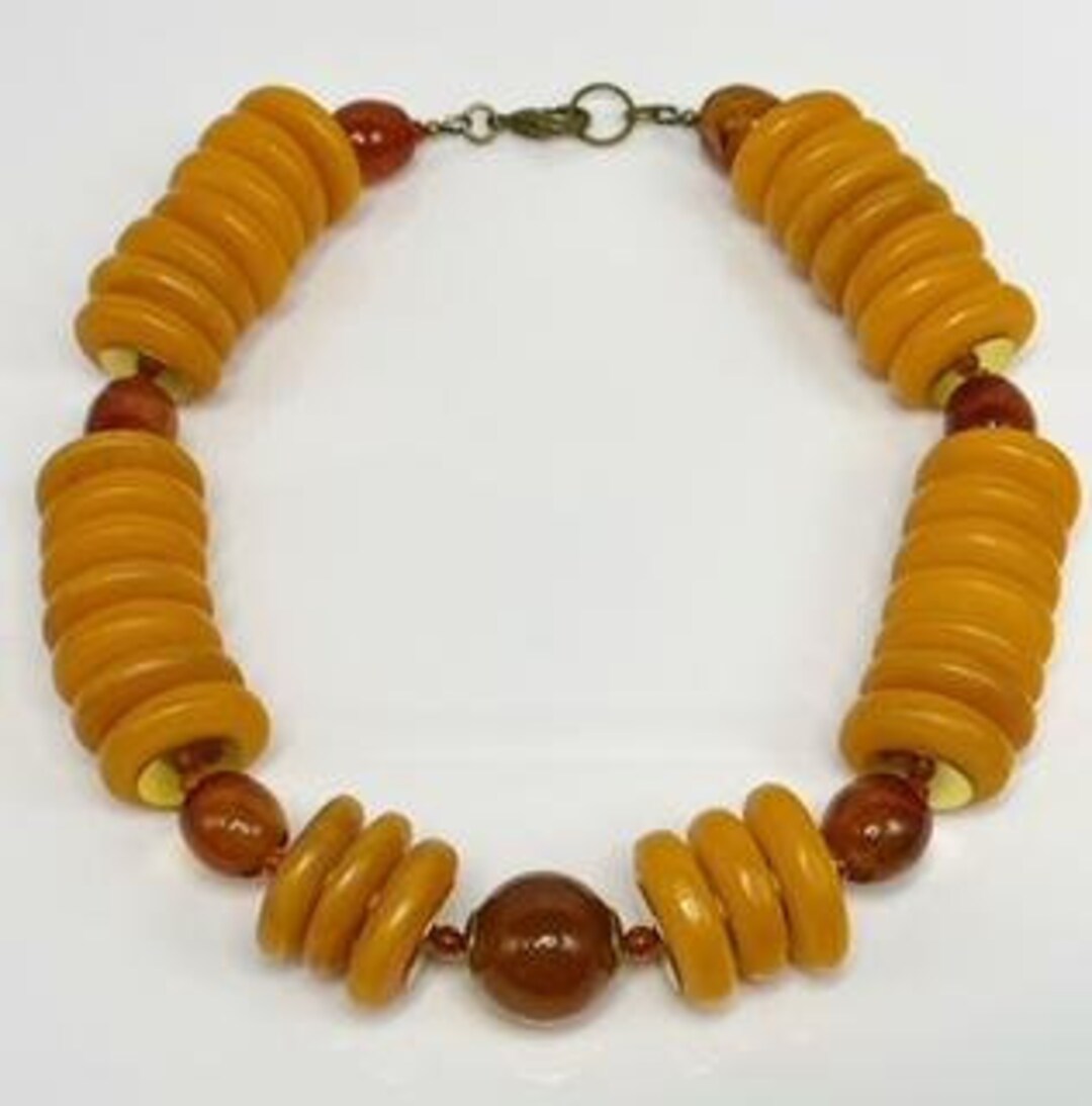 Yellow and Orange African Copal Beads Necklace - Etsy