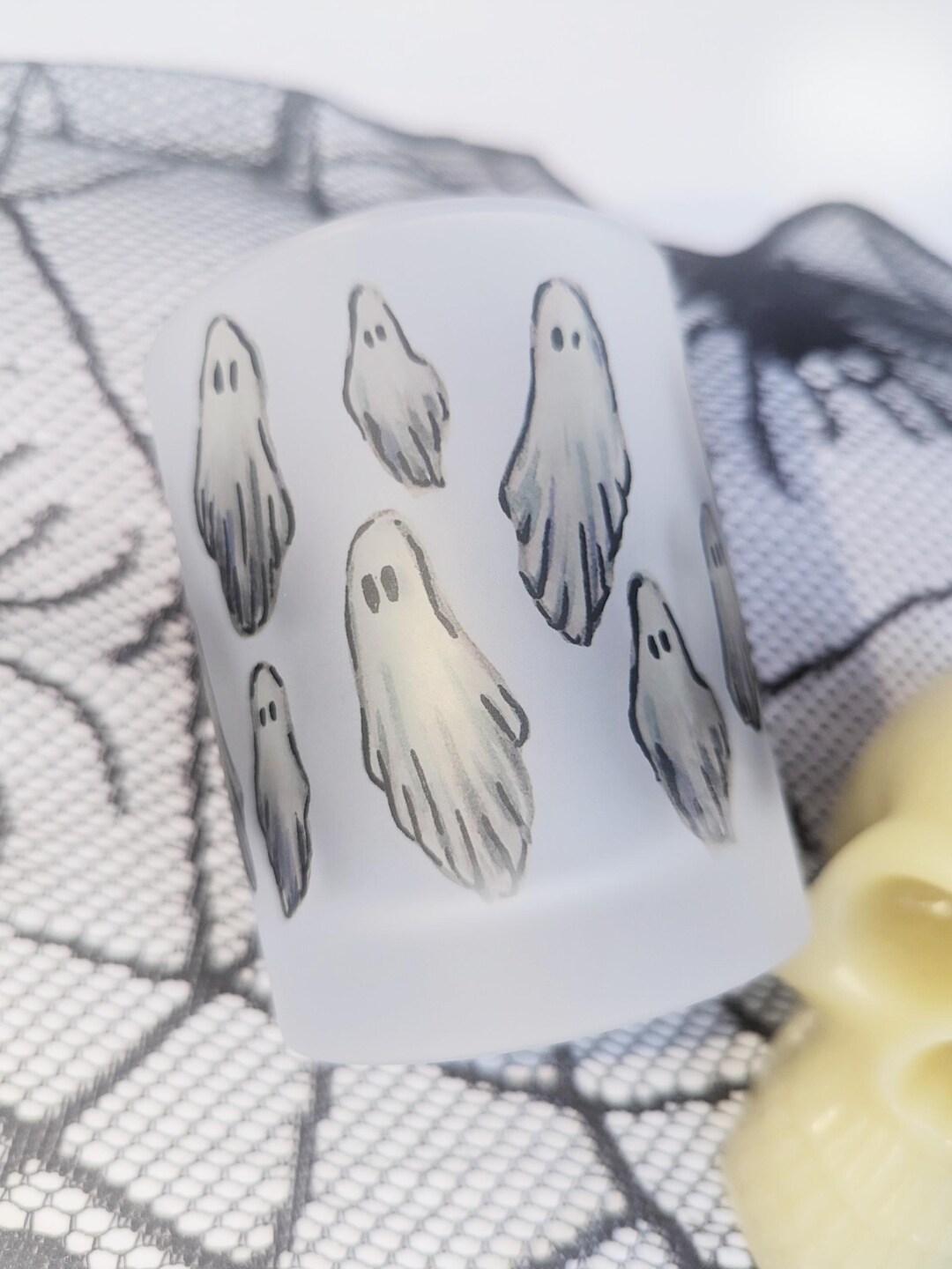 Painted Ghosts Frosted Whiskey Glass 8 Oz ~barware ~spooky Drinkware ...