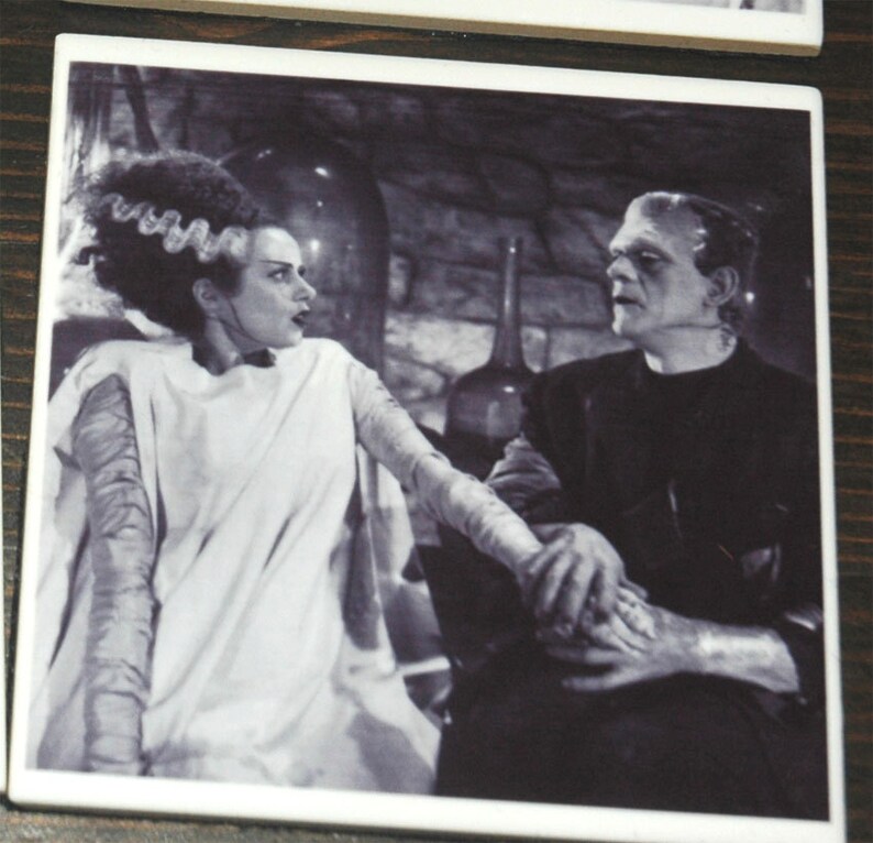 Classic Movie Frankenstein and Bride Ceramic Coasters | Etsy