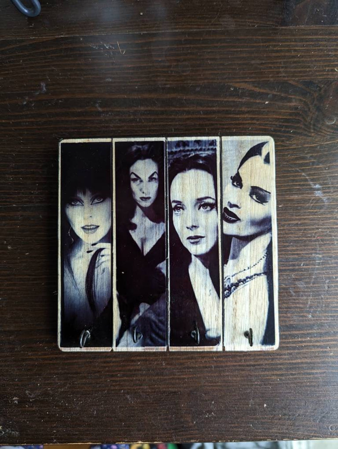 Women of Horror Printed Wooden Square Necklace Key Holder Black and ...