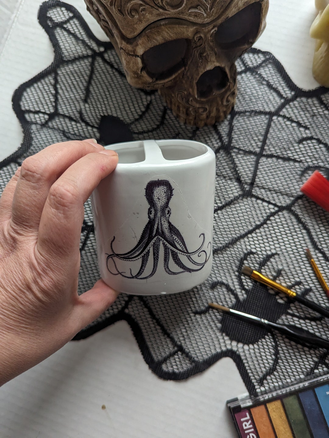 Octopus Brush Holder Ceramic~ Gothic Home Decor ~ Victorian ...