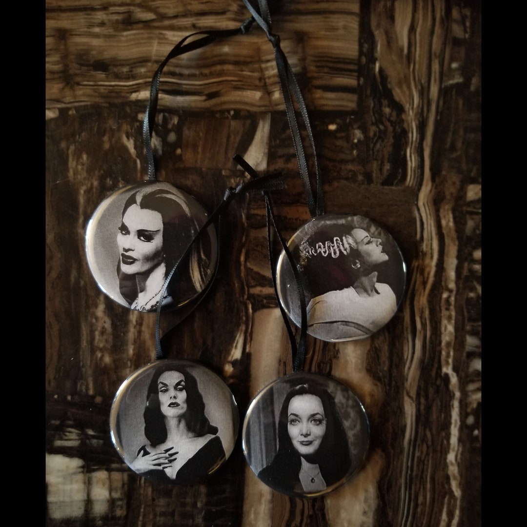 Women of Horror Button Christmas Ornaments Set of 4 ~ Dark Decor Horror ...