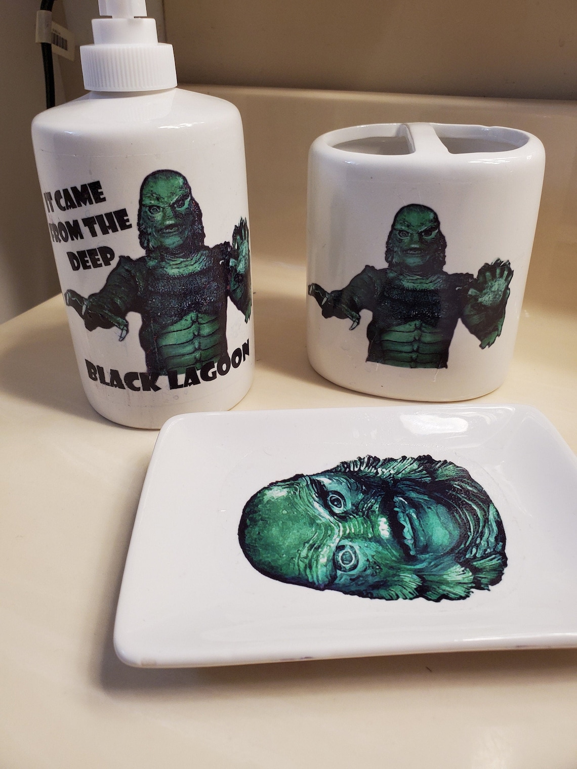 Horror Bathroom Decor Creature from the Black Lagoon 3 piece | Etsy