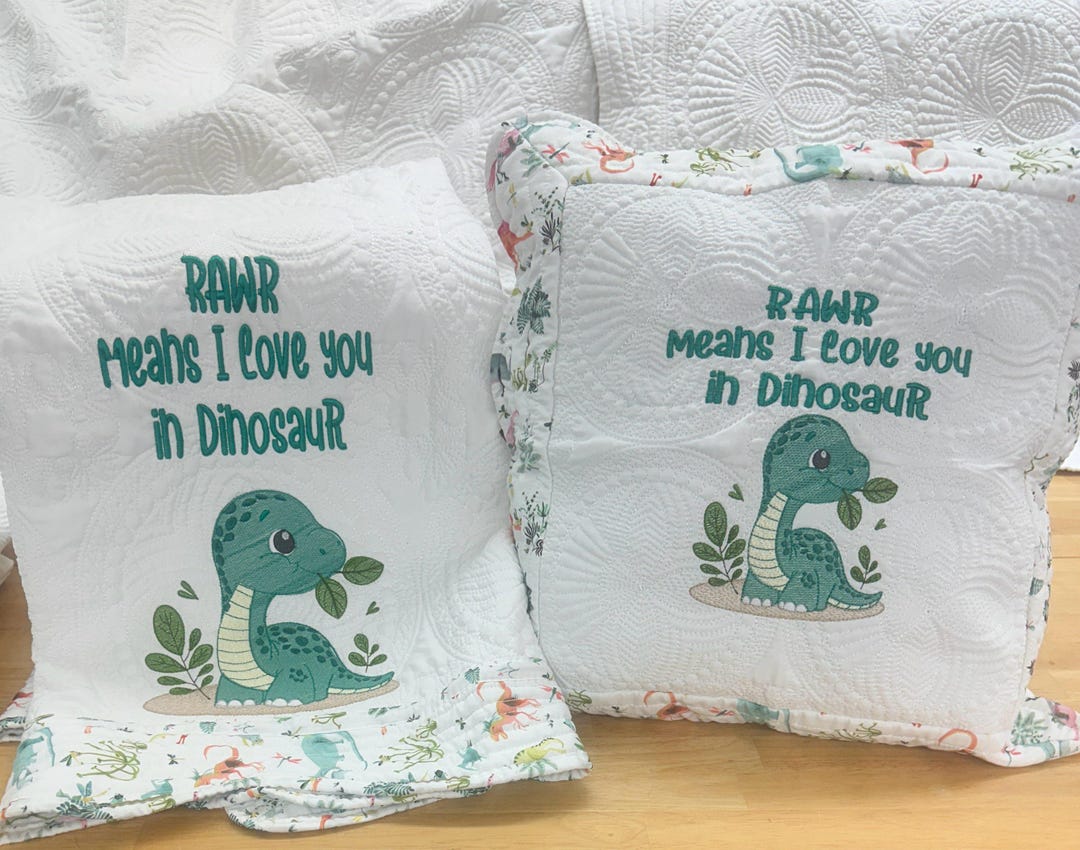 The Baby T-rex Dinosaur Heirloom Quilt With Pillow Sham - Etsy