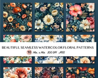 Digital Paper, Floral, Seamless Pattern, Scrapbook, Digital Background ...