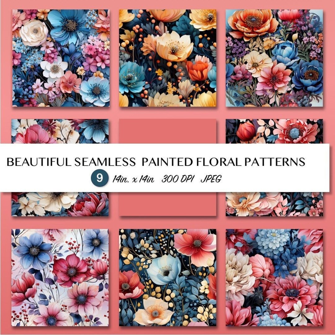 Digital Paper, Floral, Seamless Pattern, Scrapbook, Digital Background ...
