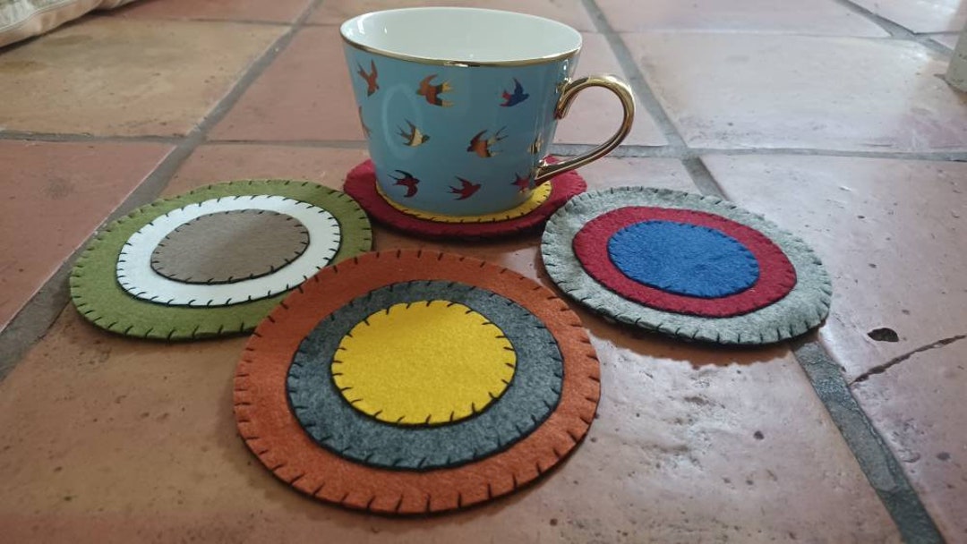Wool Felt Penny Coasters Primitive Style Coasters Homespun - Etsy