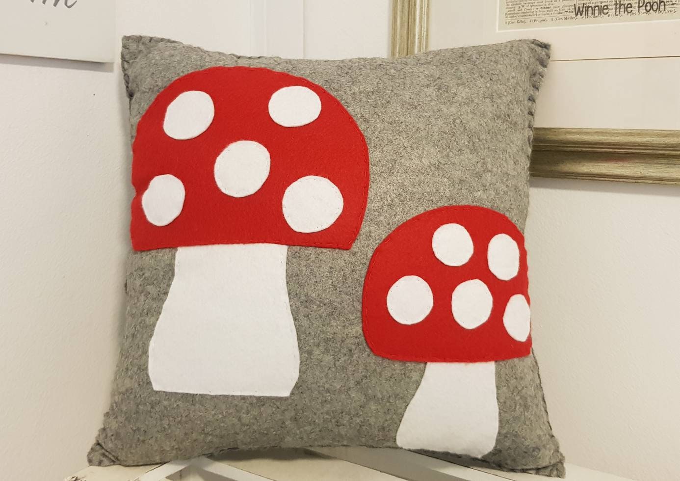 Red Toadstool Cushion Mushroom Pillow Woodland decor | Etsy