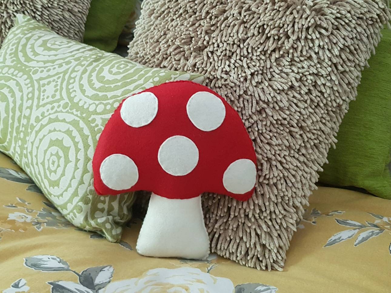 Red Toadstool Cushion Mushroom Pillow Woodland decor | Etsy
