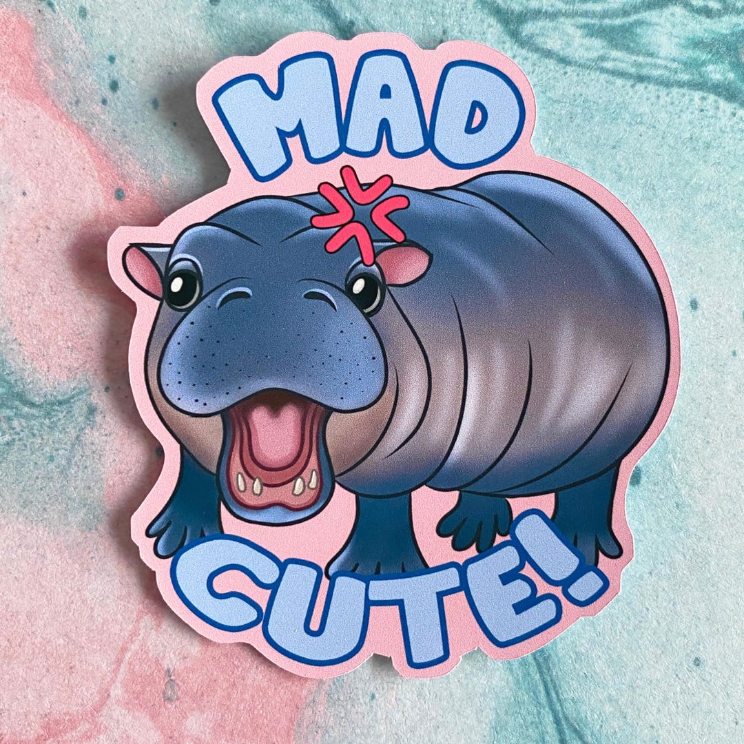 Mad Cute Meme Sticker Moo Deng Inspired - Etsy