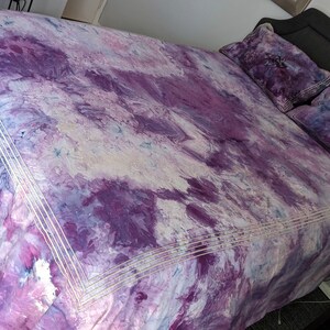 Beautiful Queen Size Purple Duvet Set W/ Silver Embroidered Trim Ice ...