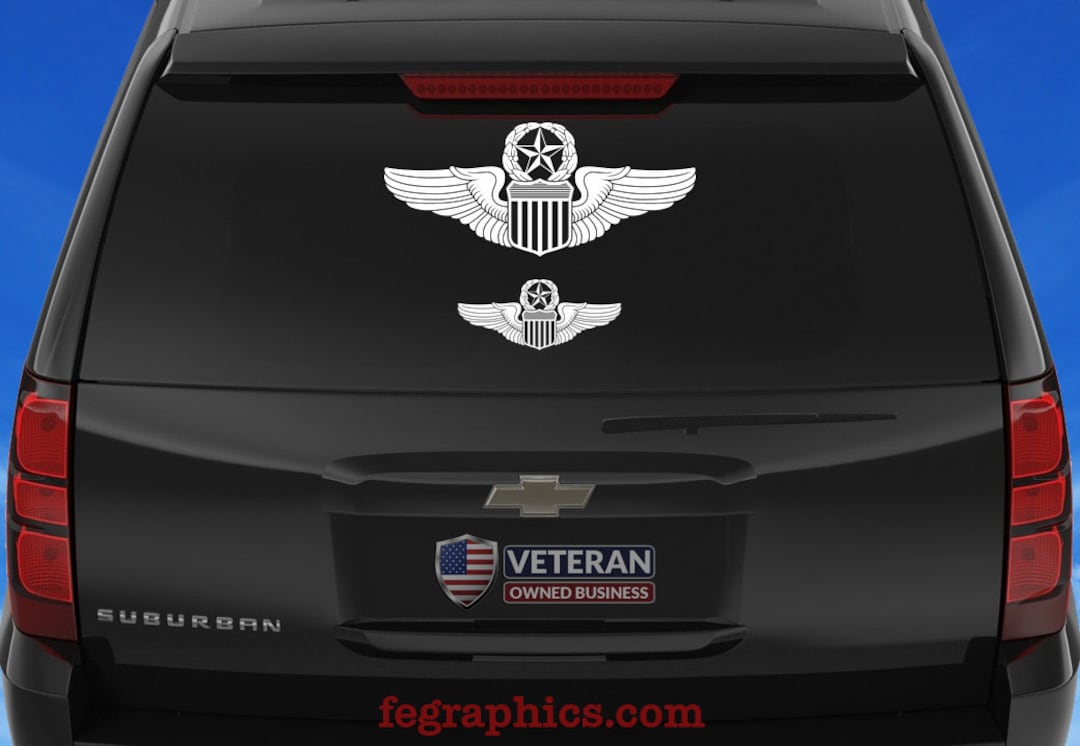 Pilot Wings Decal White (command USAF) Pilot Badge Sticker, Chief Pilot ...
