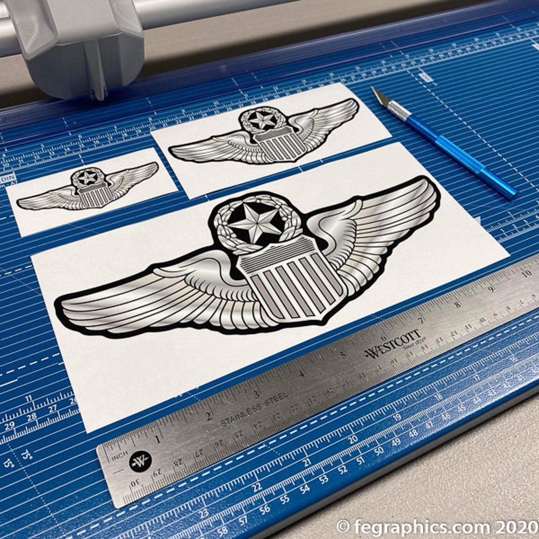 Pilot Wings Decal (command USAF) Full Color, Pilot Badge Sticker, Chief ...