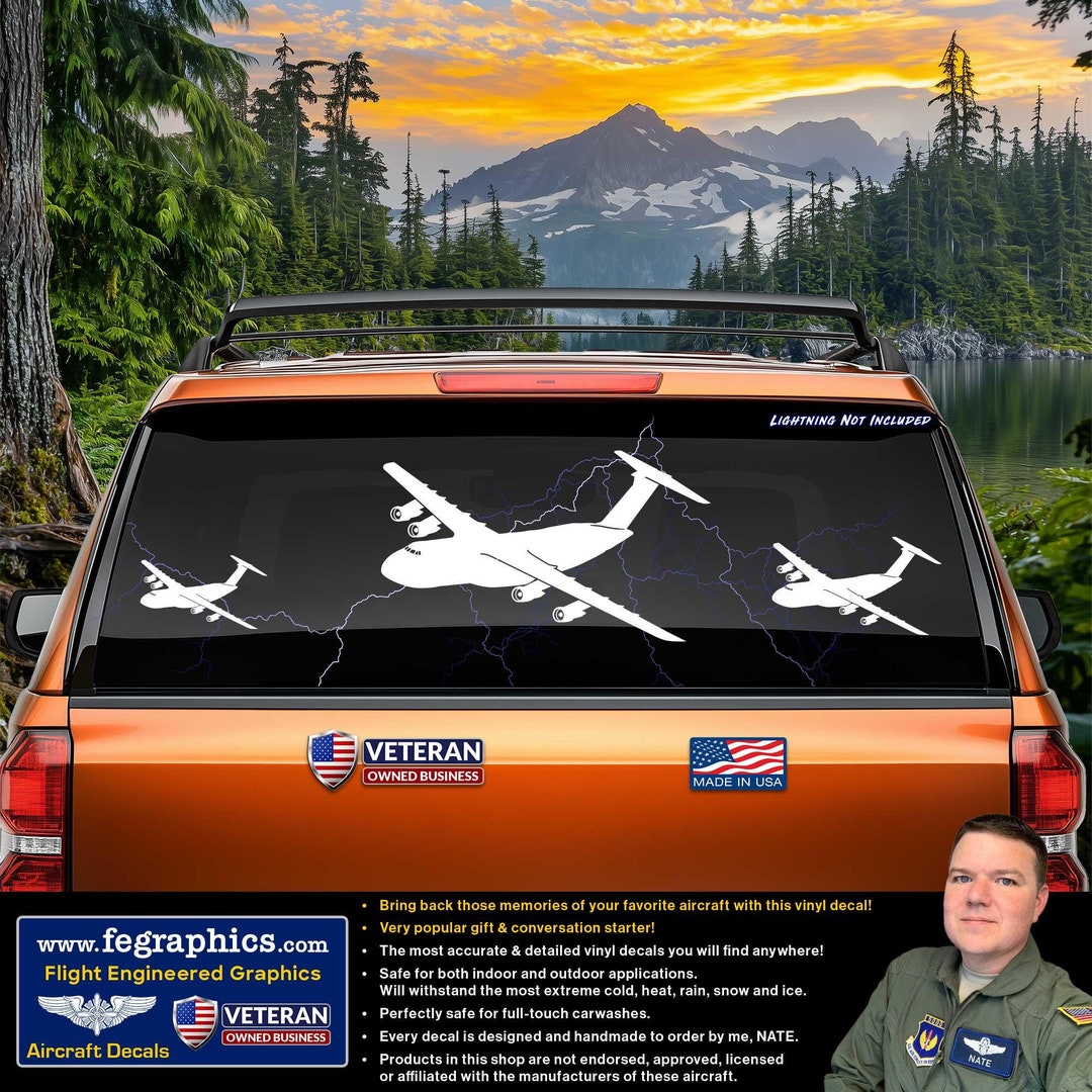 Decal of a C-5 (angle 1) Vinyl Sticker, C5 Fred Cargo, Aviation Gift ...