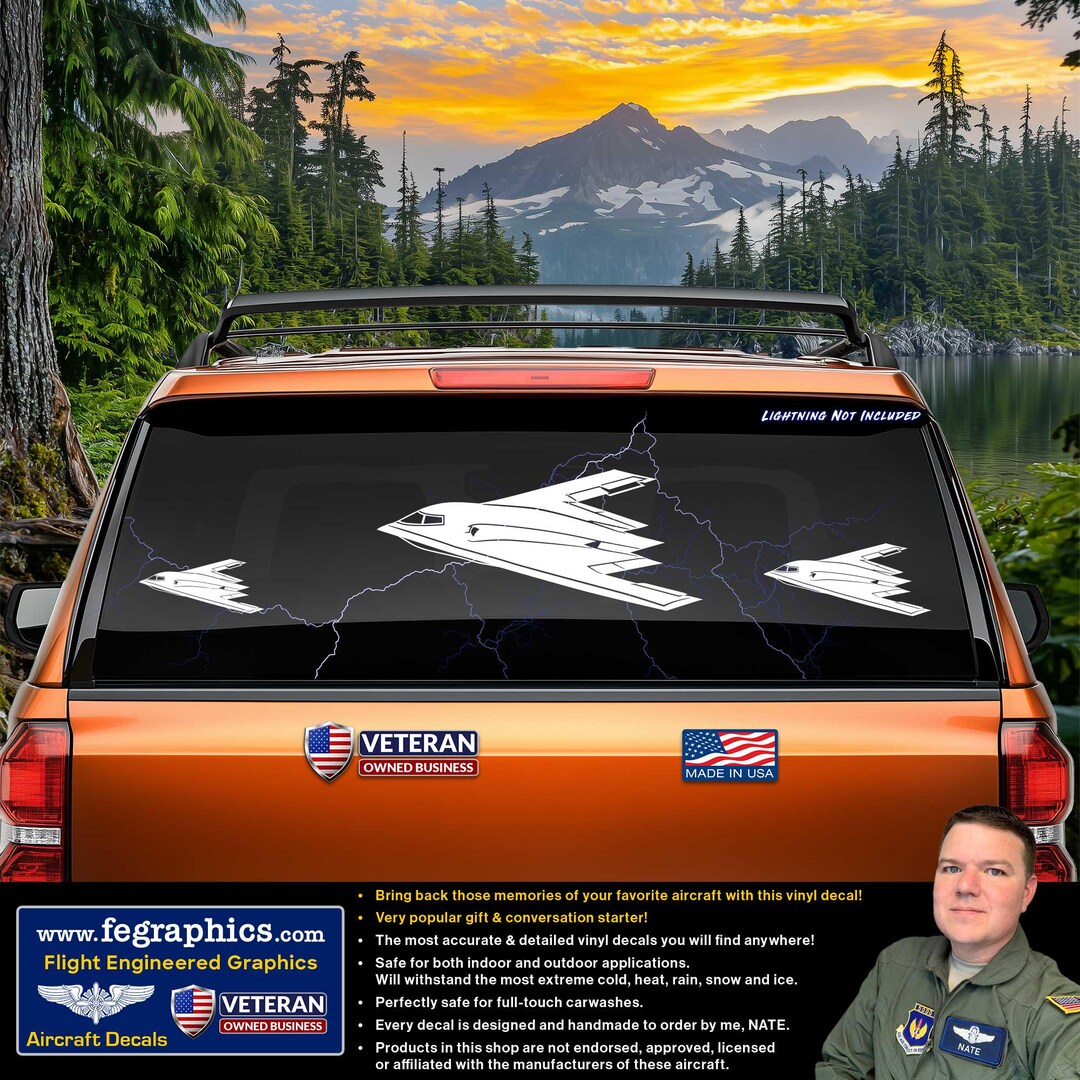 Decal of B-2 Spirit (angle 1) Vinyl Sticker, Stealth Bomber, Aviation ...