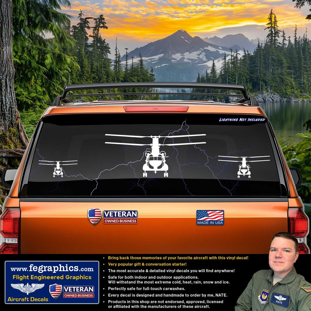 Decal of a CH-47 Chinook (front 1) Vinyl Sticker, US Army, Aviation ...